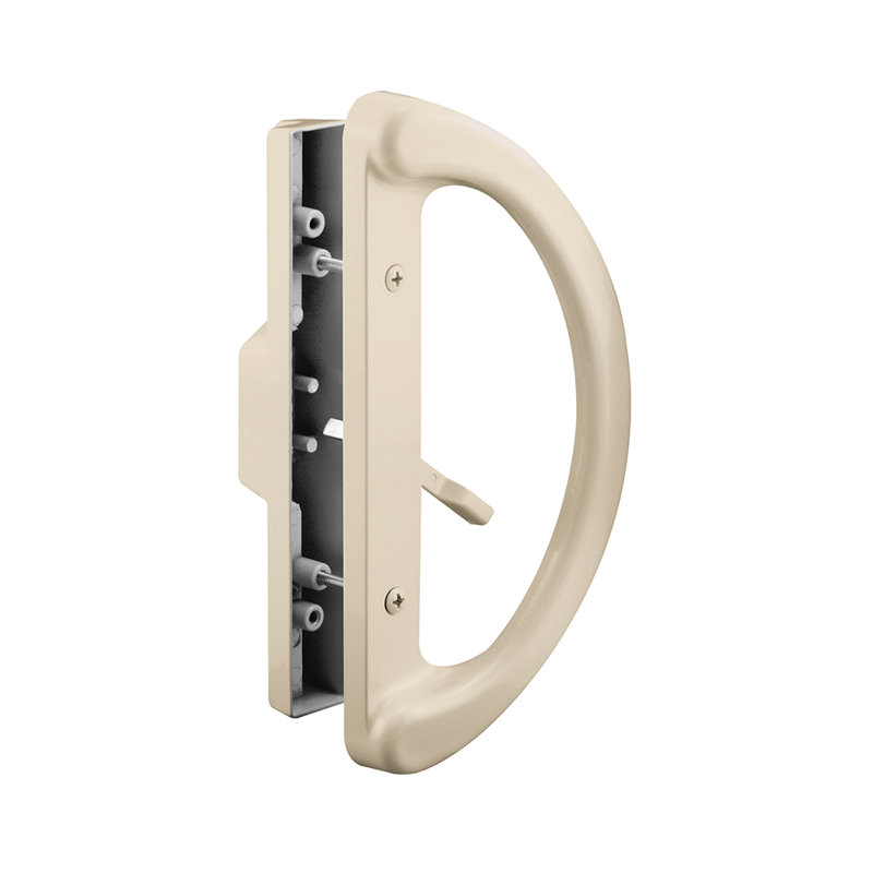 3 15 16 in. Hole Tan Painted Mortise Style Center Sliding Glass Door Handle Set